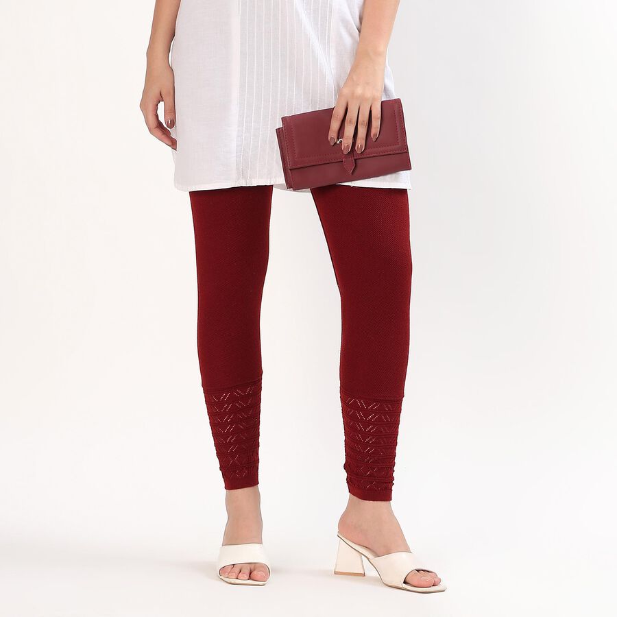 Pink Almirah Women's Deep Maroon Textured Ankle-Length Churidar ...