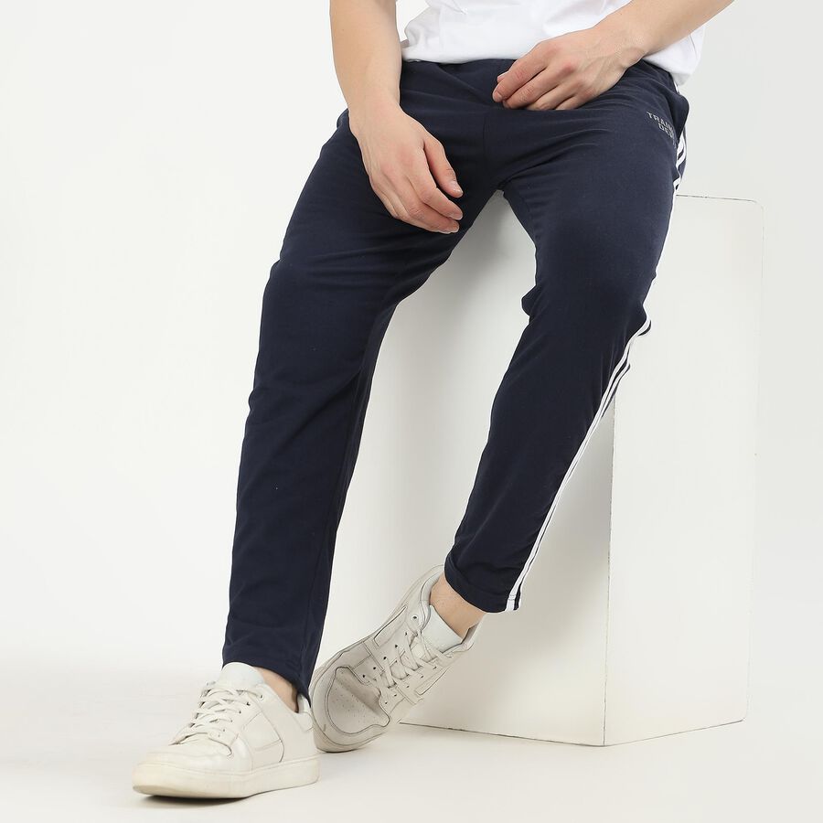 Brink Men's Deep Navy Blue Regular Fit Side-Striped Track Pants ...