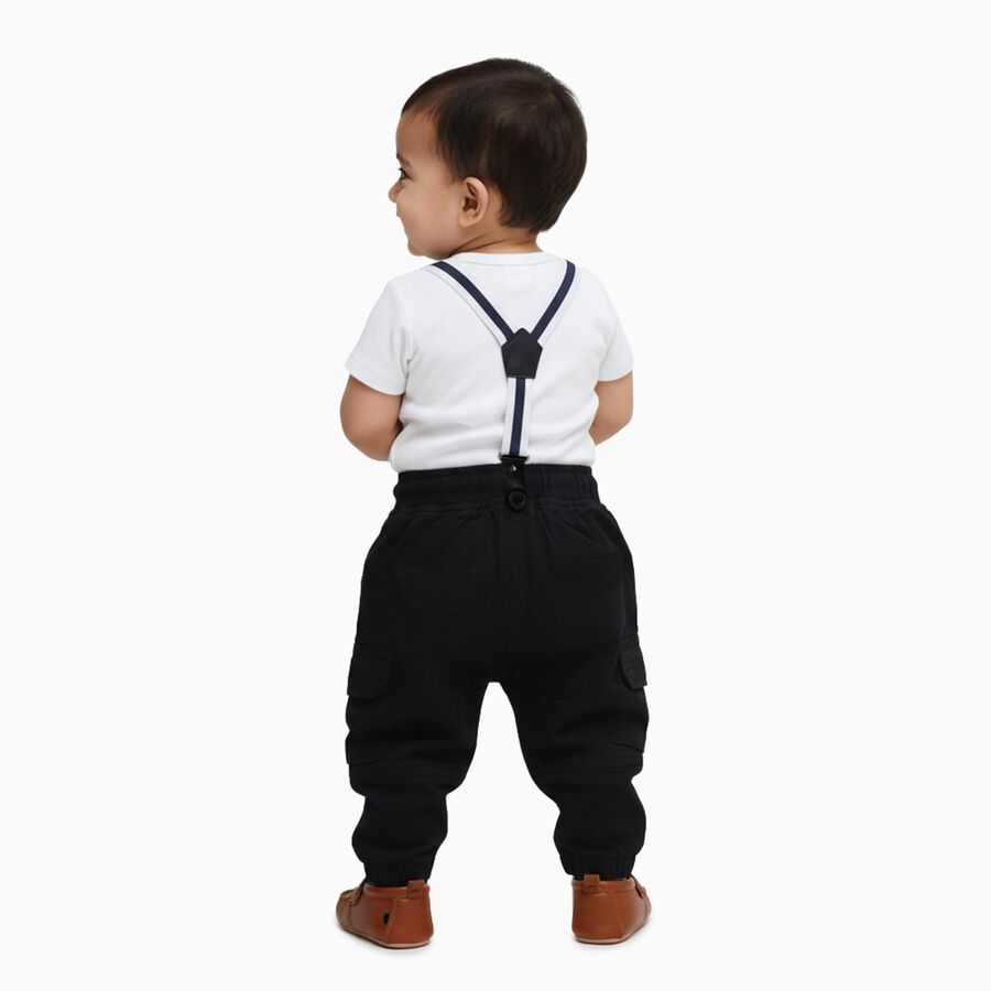 Yellow Hippo Infants' Jet Black Cargo Elastic Waist Trousers with ...