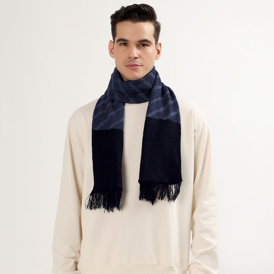 Driftwood Men's Deep Navy Blue Acrylic Textured Muffler | Vishal Mega Mart India