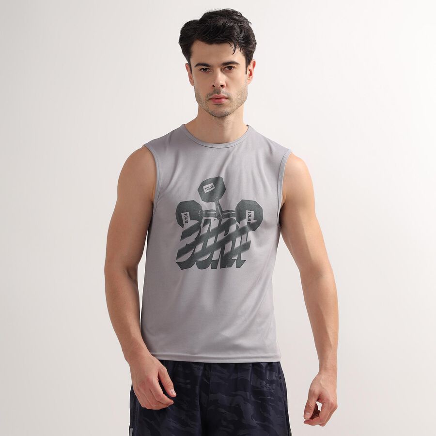 Brink Men's Light Grey Round Neck Graphic Print Sleeveless T-Shirt ...
