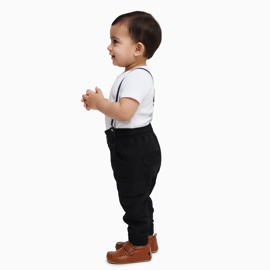 Yellow Hippo Infants' Jet Black Cargo Elastic Waist Trousers with ...