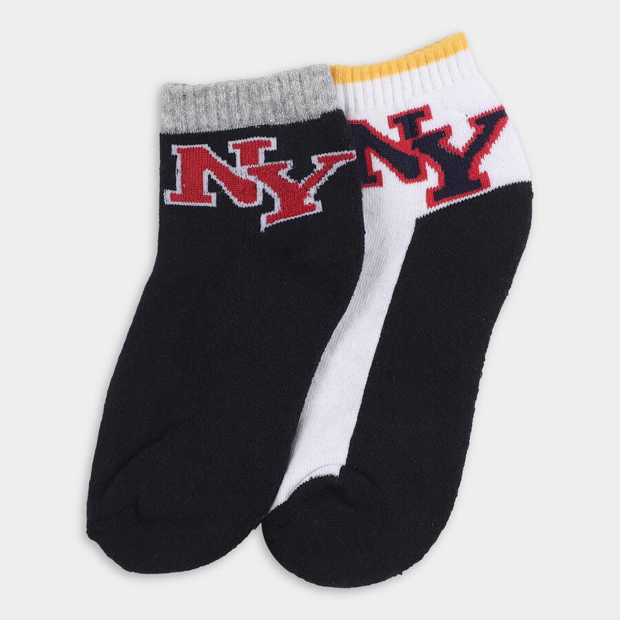 Slant Boys' Jet Black and Bright White Regular Fit NY Design Pack of 2 ...