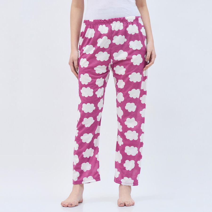 Gold Foil Women's Bright Pink Cloud Print Elastic Waist Pyjama | Vishal ...