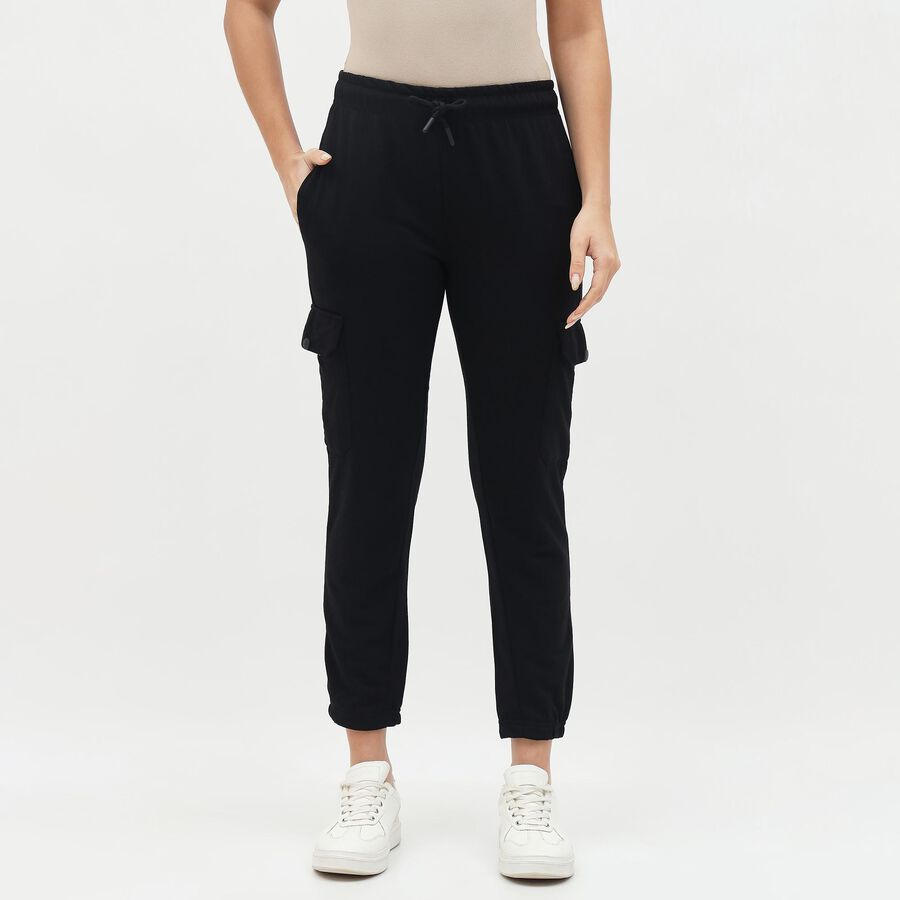 Mavie Women's Jet Black Cargo Fit Elastic Waist Track Pants | Vishal ...