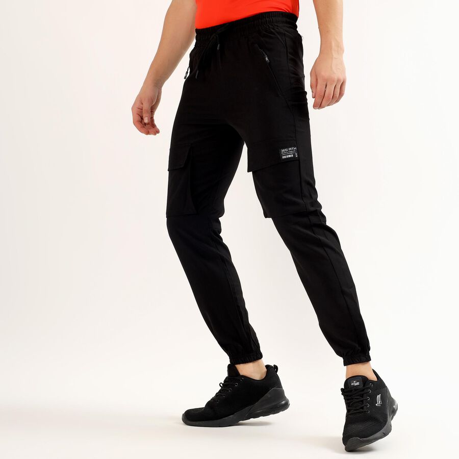 Driftwood Men's Jet Black Cargo Fit Elasticated Track Pants | Vishal ...