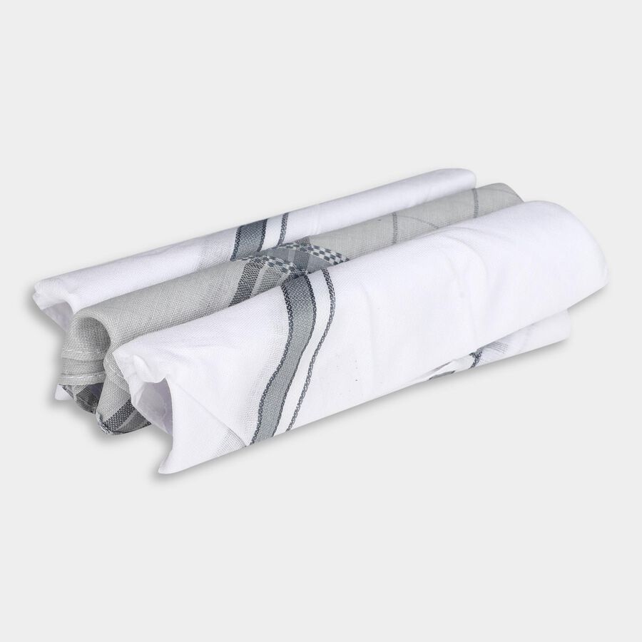 Black Tie Men's White and Grey Checked Pack of 3 Handkerchief | Vishal ...