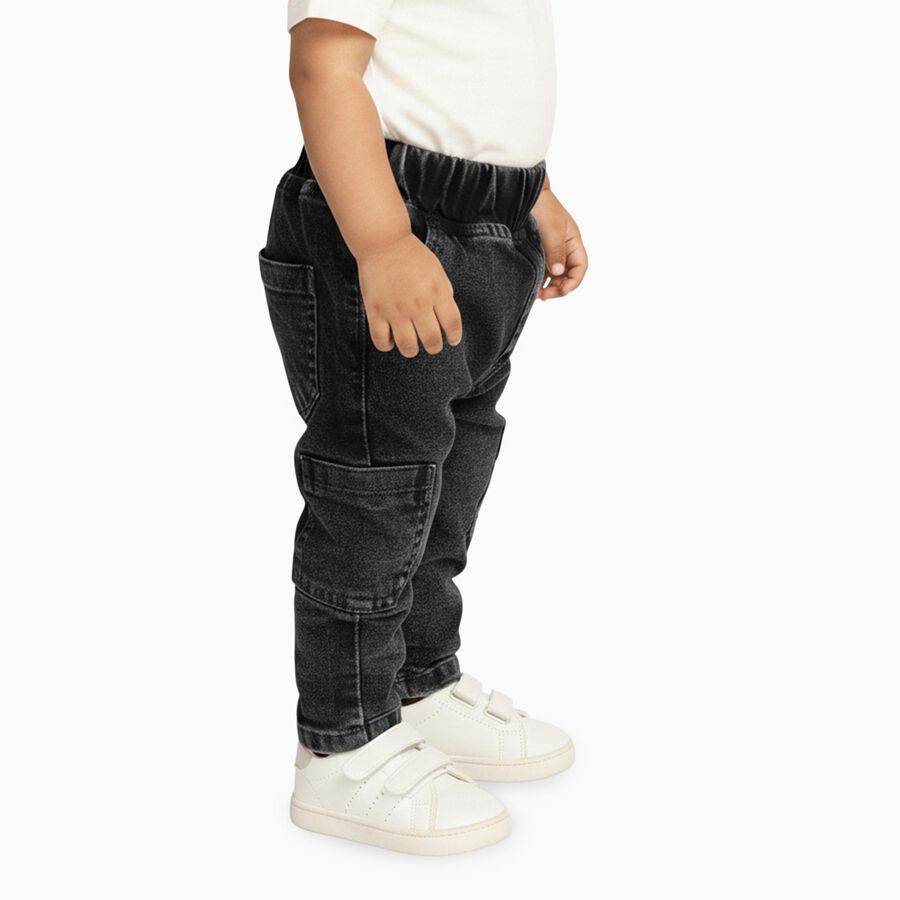 Yellow Hippo Infants Washed Black Cargo Fit Panda Patch Jeans | Vishal ...