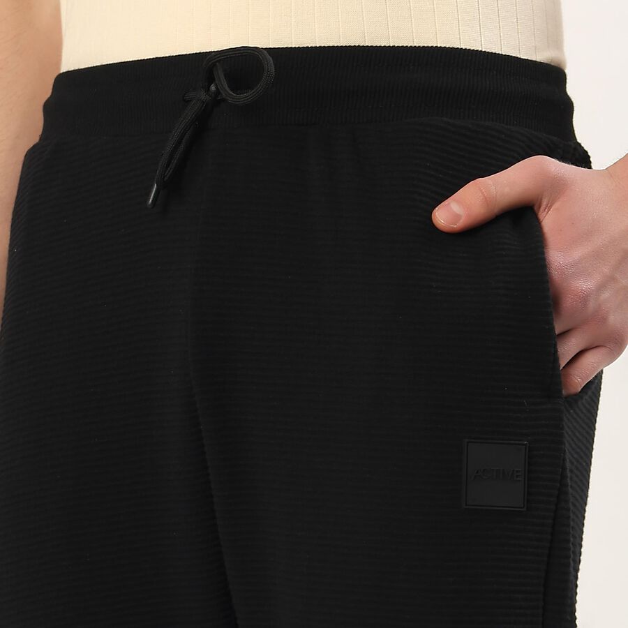 Brink Men's Jet Black Relaxed Fit Ribbed Track Pants | Vishal Mega Mart ...