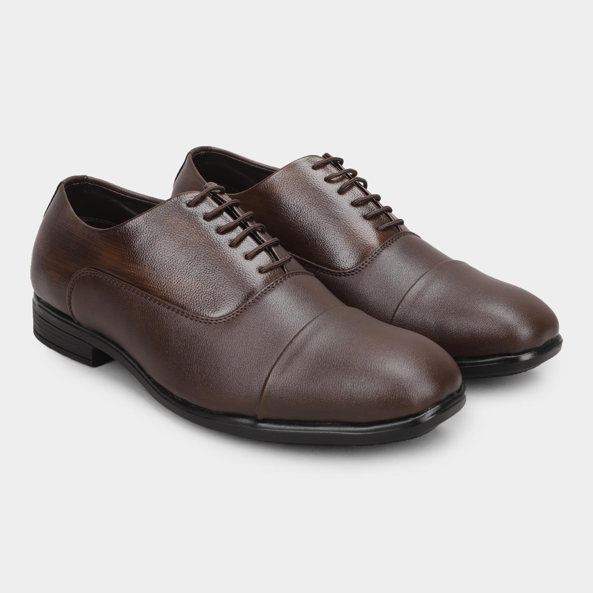 Black Tie Men's Dark Brown Lace-Up Formal Shoes | Vishal Mega Mart India