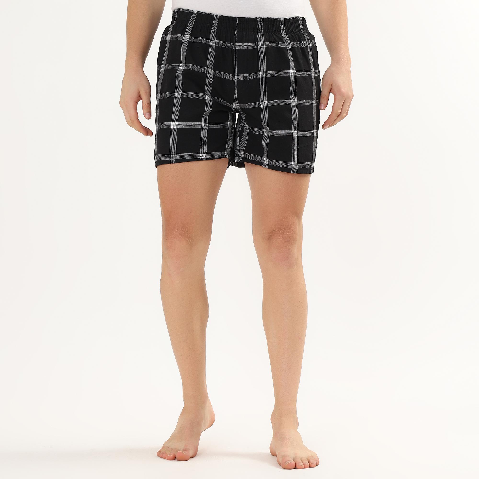 Driftwood Men's Dark Charcoal Black Regular Fit Checkered Boxers ...