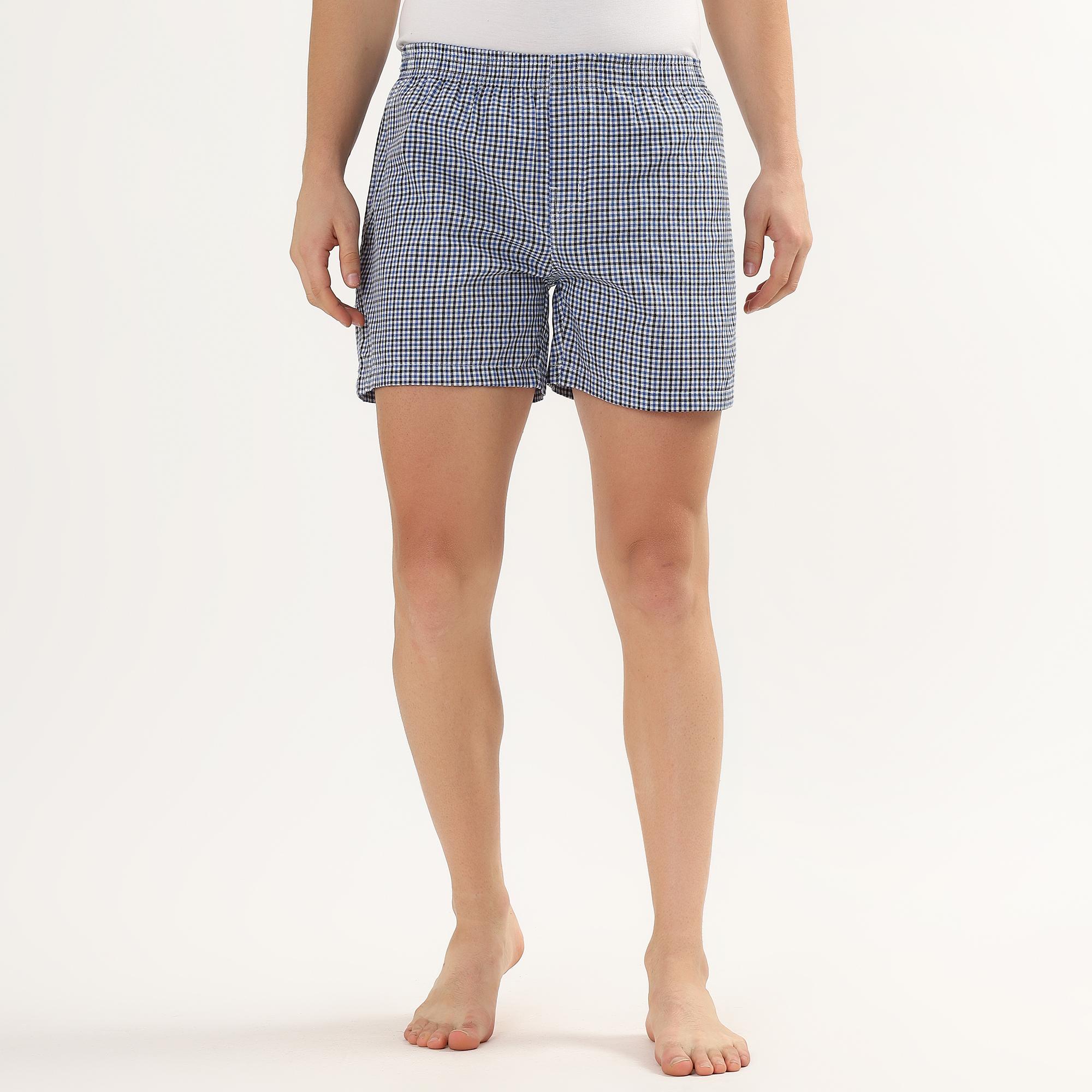Driftwood Men's Dark Navy Checked Boxer | Vishal Mega Mart India