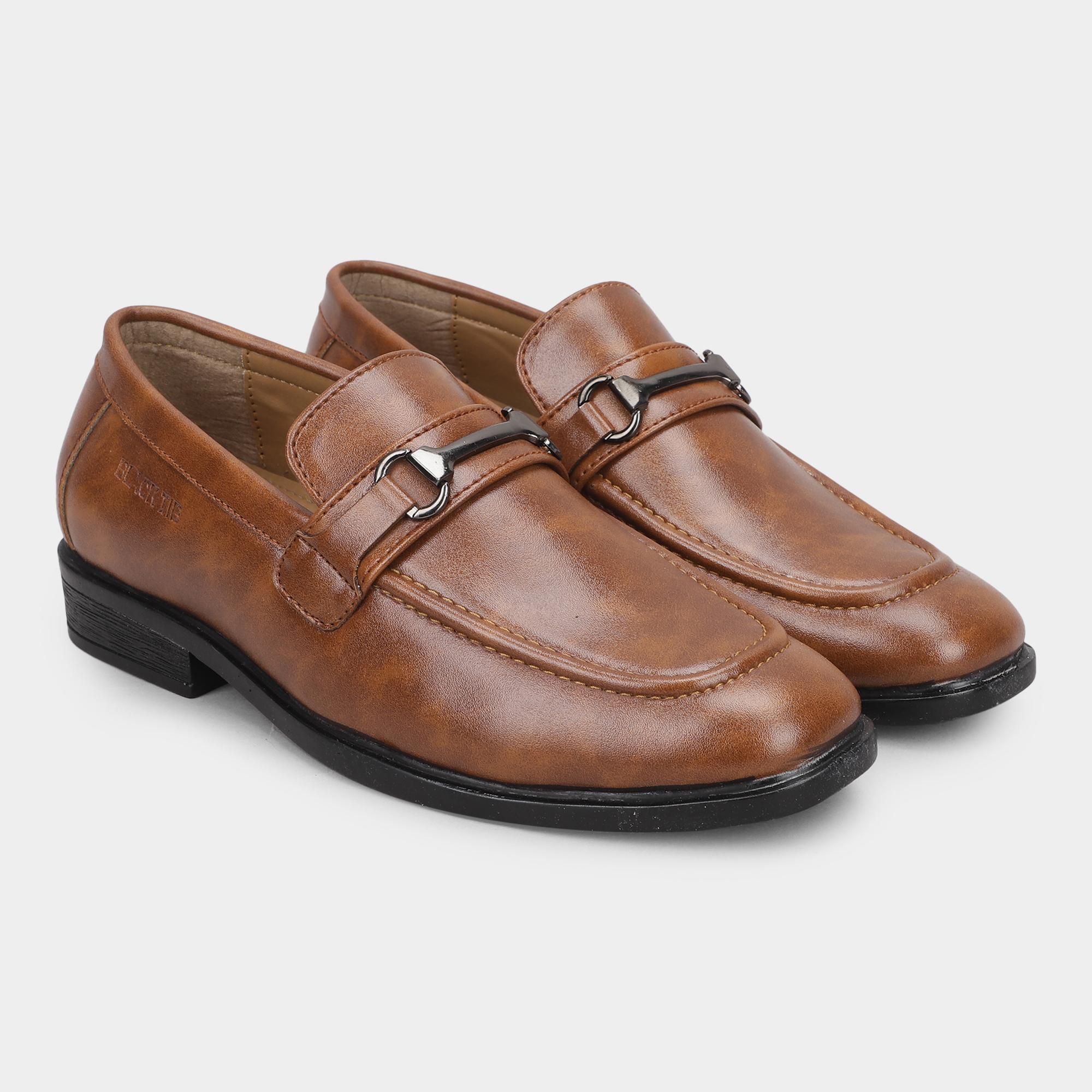 Black Tie Men's Tan Slip-On Formal Loafers | Vishal Mega Mart India