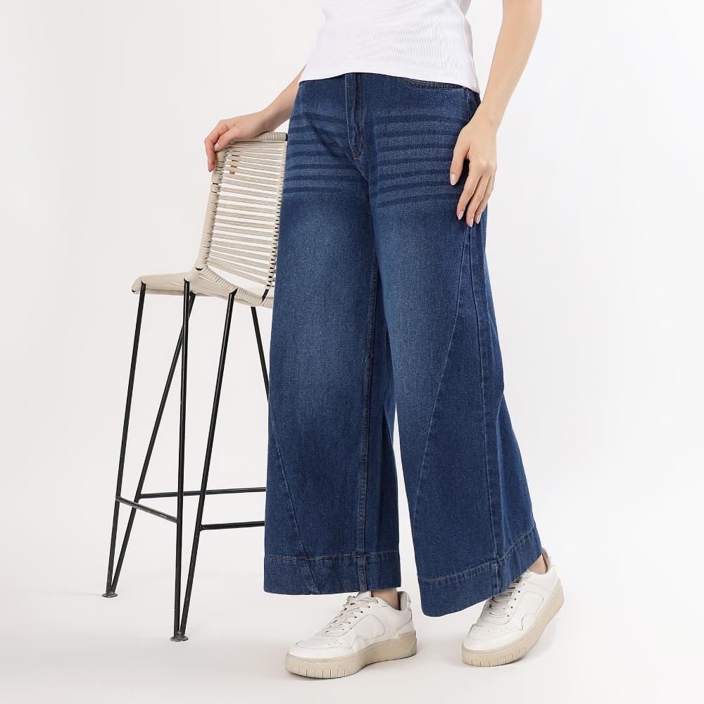 Wavelength Women's Deep Indigo Wide Leg High Waist Jeans | Vishal Mega ...