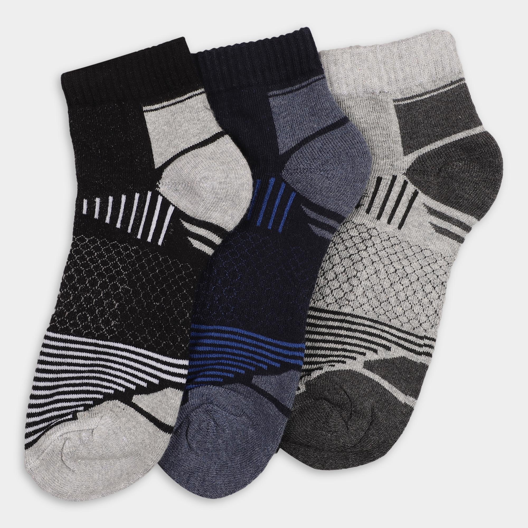 Brink Men's Black and Gray Regular Fit Geometric Pattern Pack of 3 ...