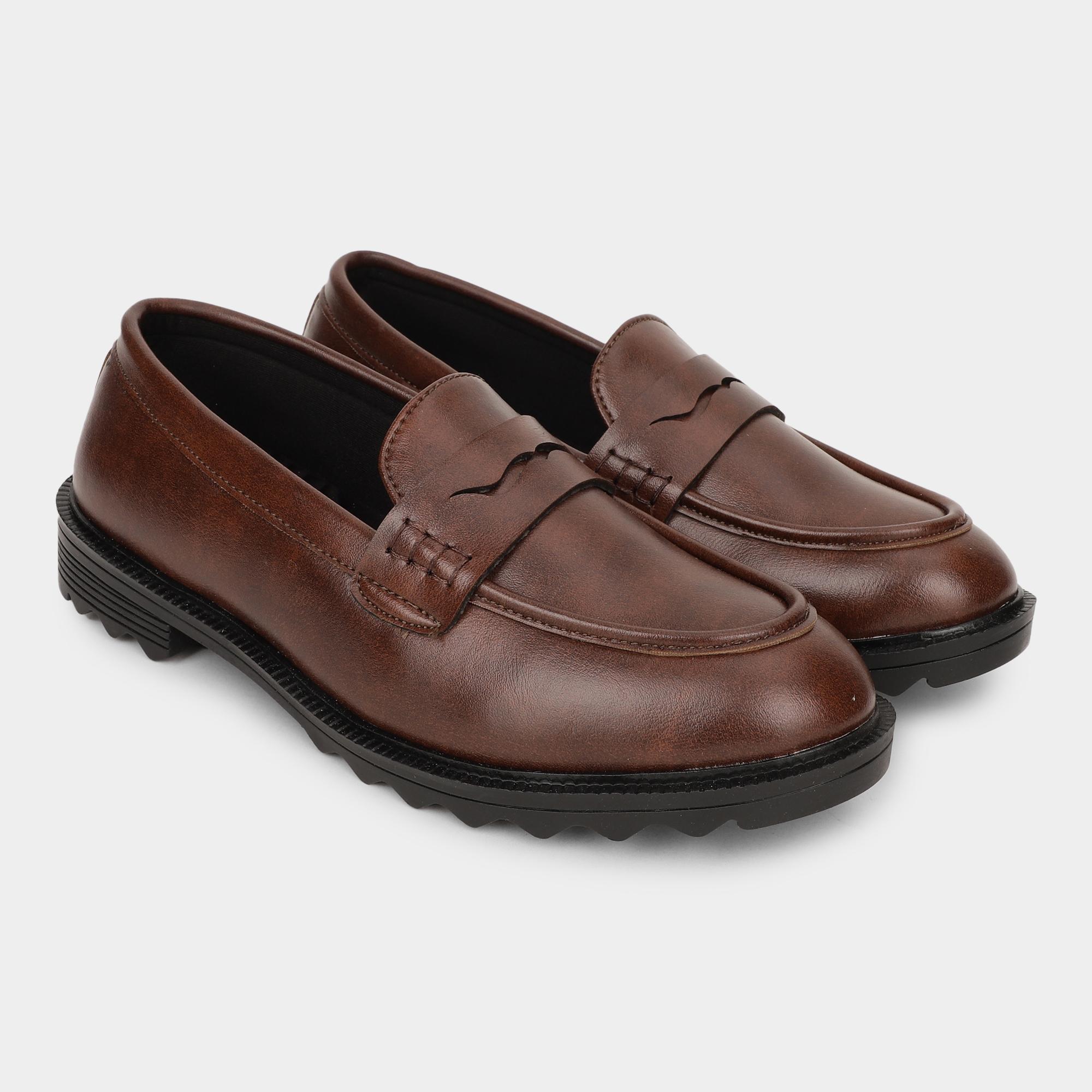 Black Tie Men's Rich Chocolate Brown Slip-On Formal Loafers | Vishal ...