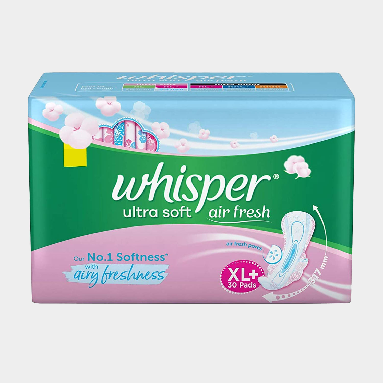 Whisper Ultra Soft Air Fresh XL+ Sanitary Pad | Vishal Mega Mart India