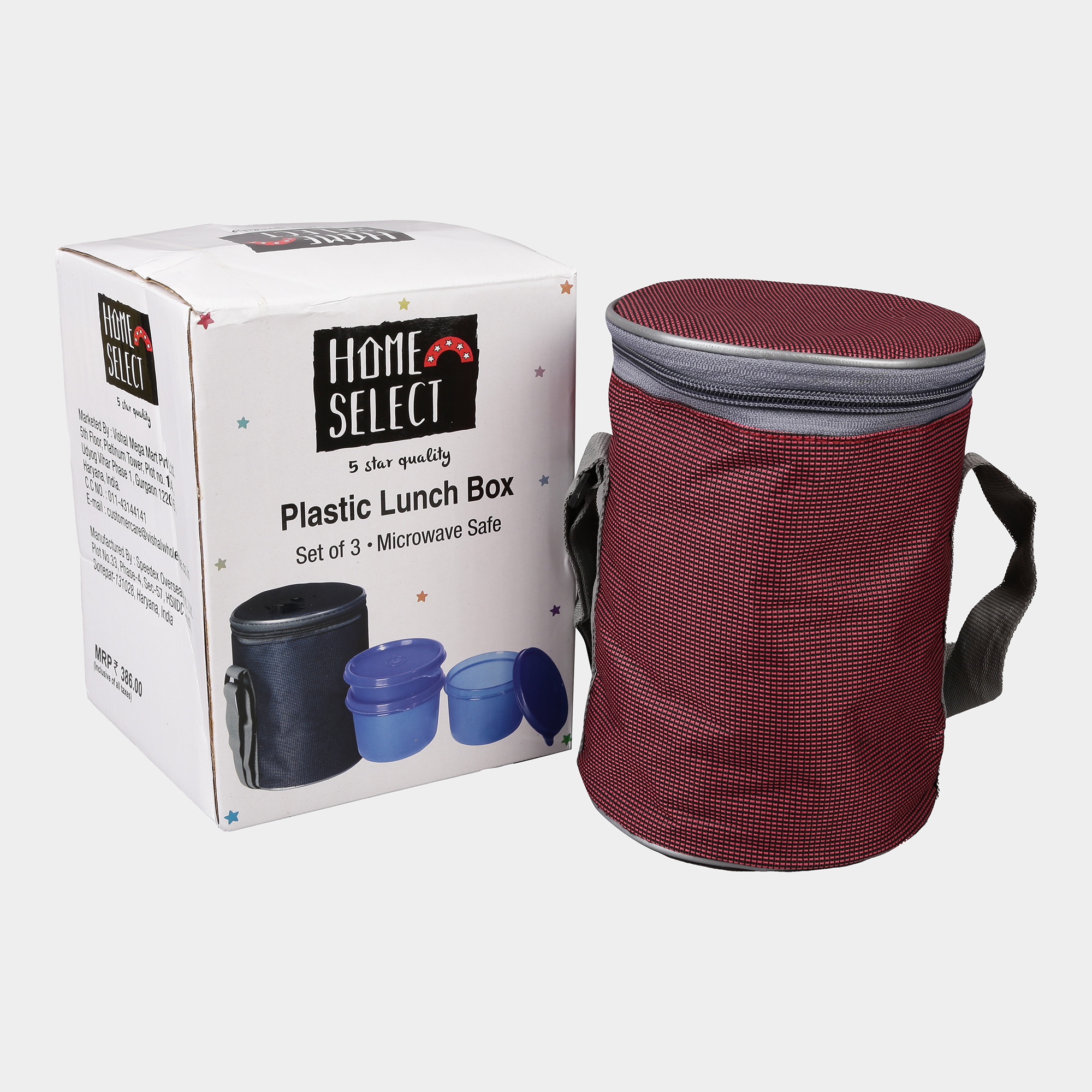 Home Select PlasticLunch Box - 3 Containers With Bag | Vishal Mega Mart ...
