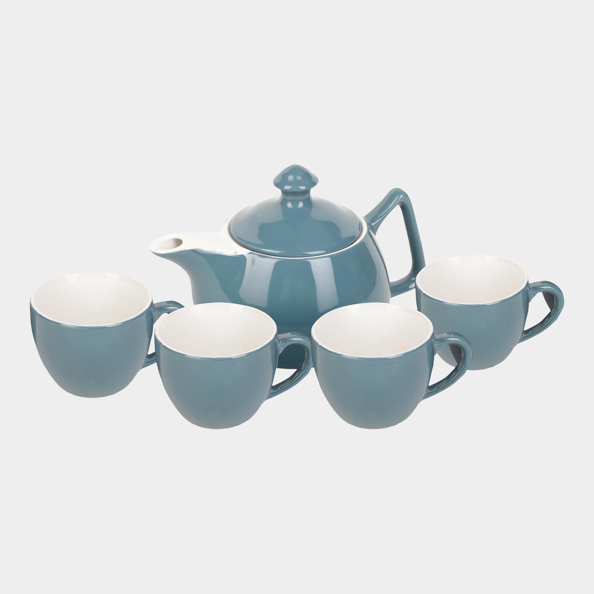 Home Finery Stoneware Tea Set - 4 Cups, 1 Tea Pot | Vishal Mega Mart India